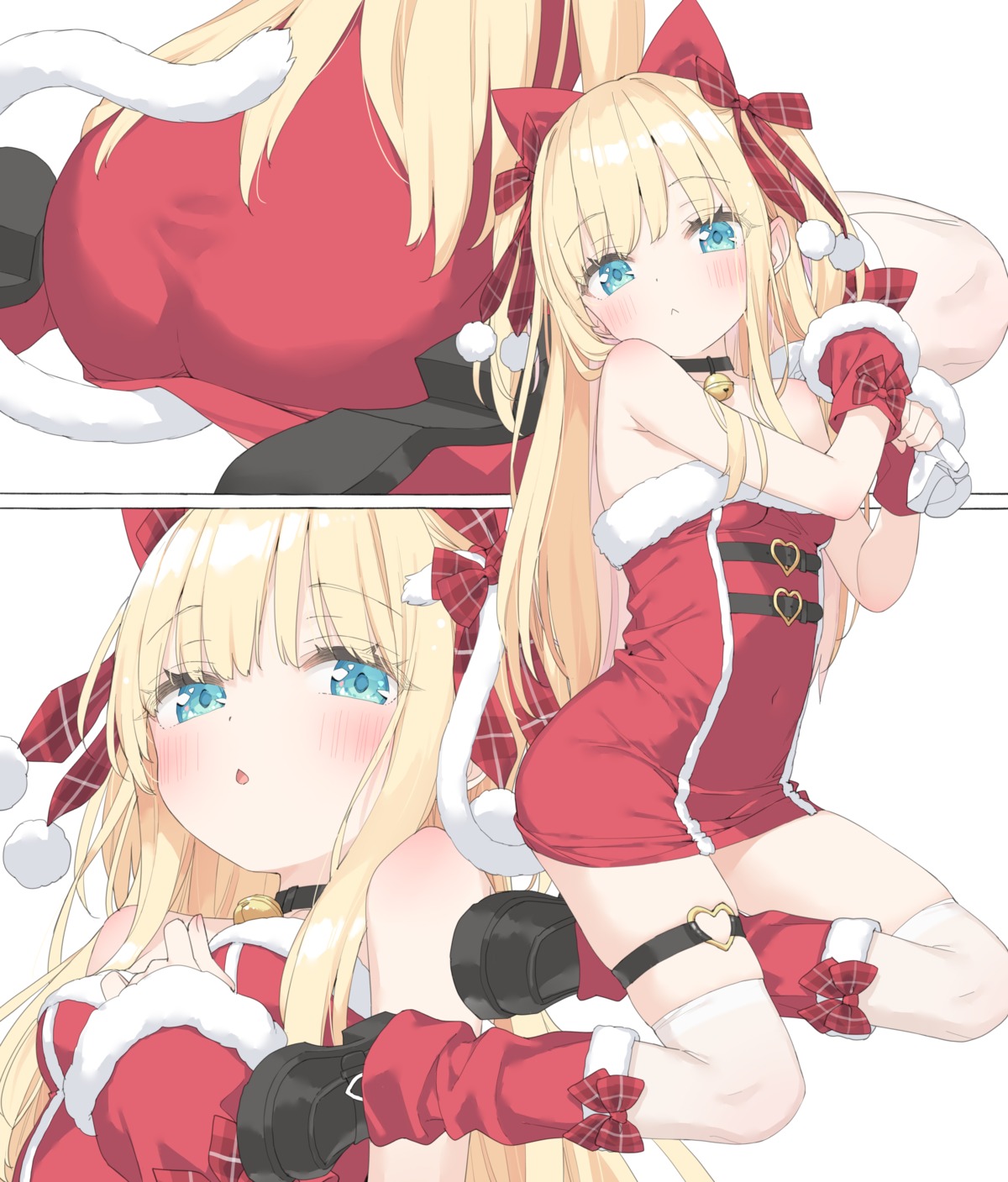 kani biimu shimotsuki potofu animal ears ass christmas dress garter loli nekomimi no bra tail ...